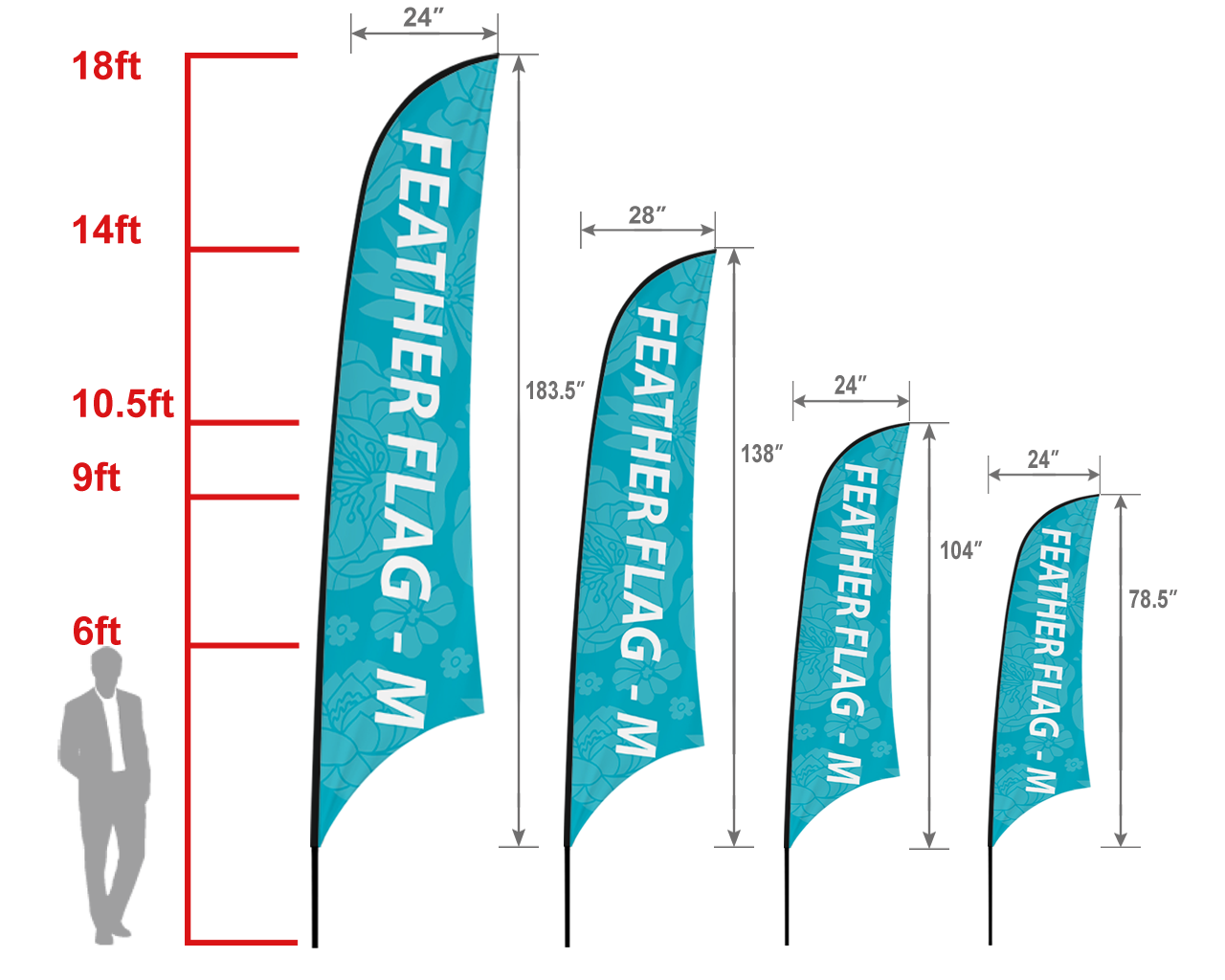 Custom Feather Angled Flag Banners & Printing Online USA -|Signleader